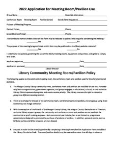 2022 Library Community Meeting Room Policy | Morgan County Library
